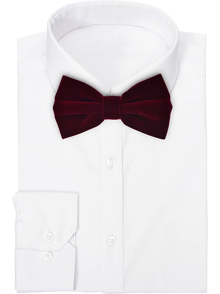 S.H. Churchill & Co. Men's Burgundy Velvet Bow Tie and Pocket Square S – Fine Tuxedos