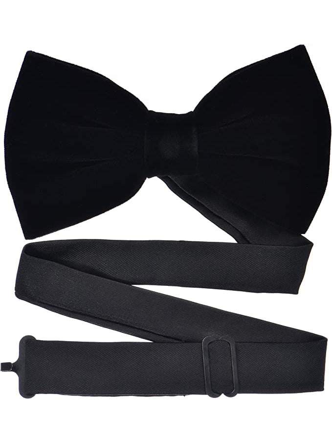S.H. Churchill & Co. Men's Black Velvet Bow Tie and Pocket Square Set – Fine Tuxedos