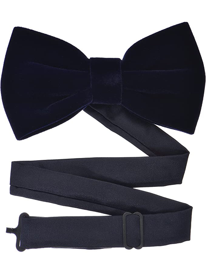 S.H. Churchill & Co. Men's Navy Velvet Bow Tie and Pocket Square Set – Fine Tuxedos